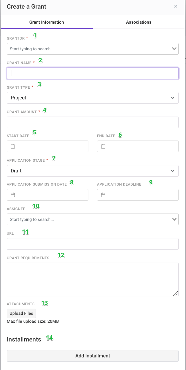 Creating a Grant and Grant Status – Keela