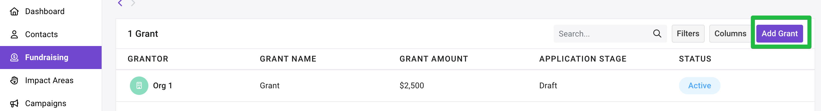 Creating a Grant and Grant Status – Keela