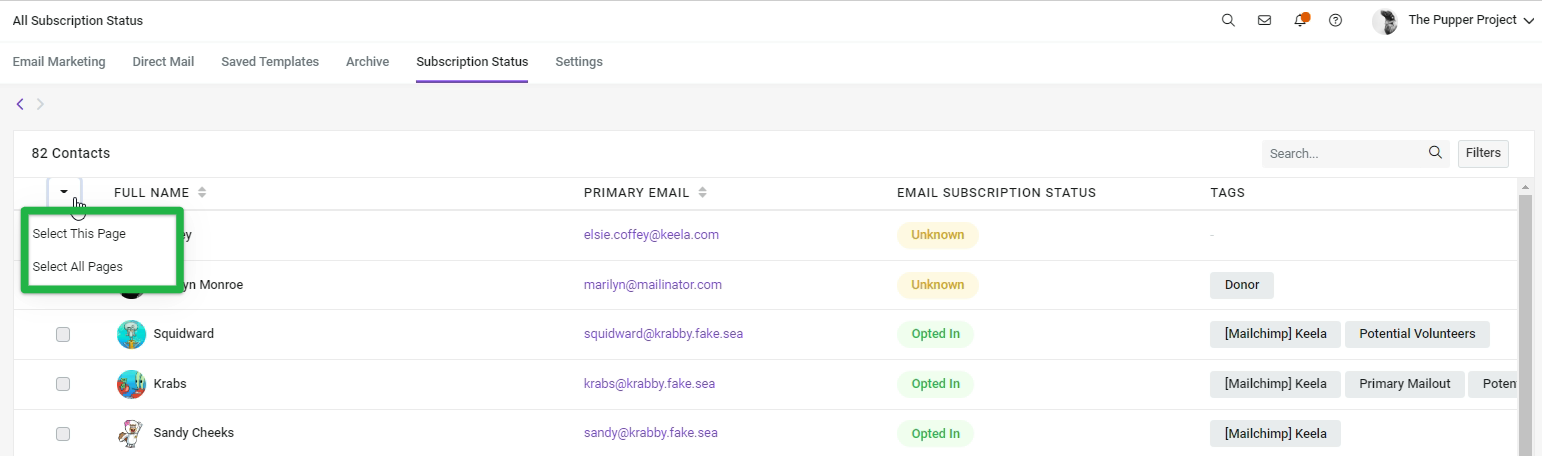 Email Subscription Status – Keela